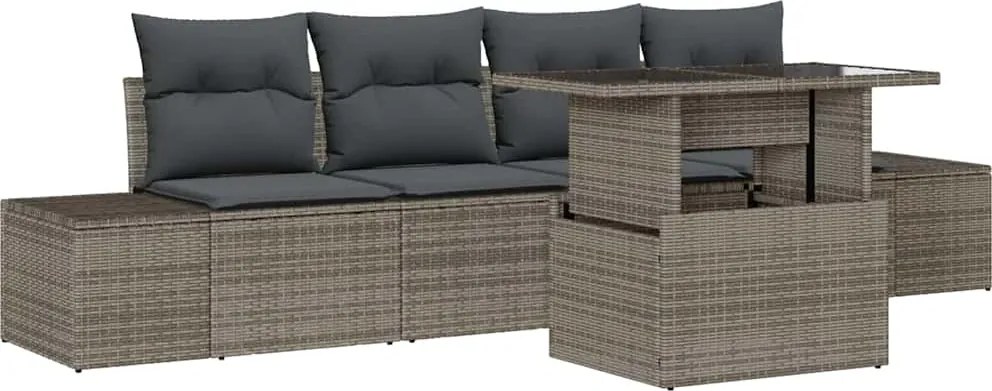 Set pohovek 5 ks Šedá polyratan 3349085