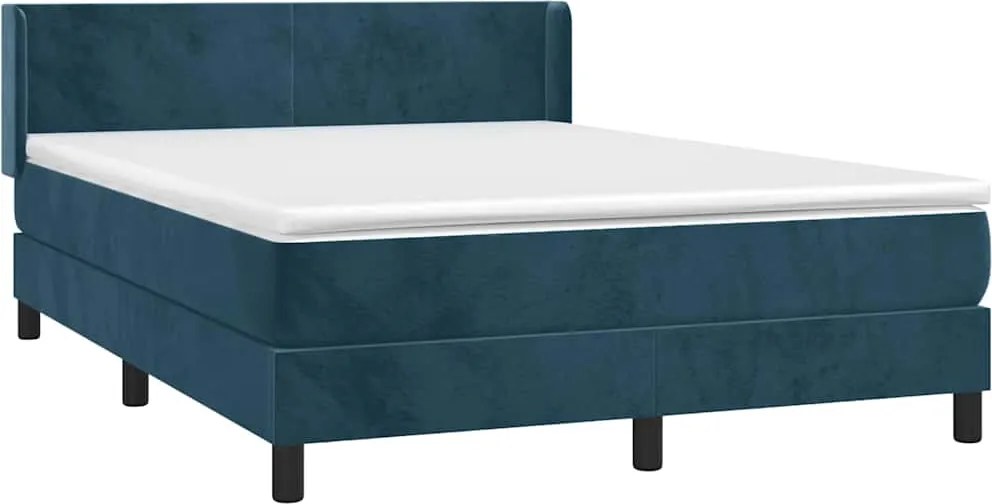 Box spring postel s matrací tmavě modrá 140x190 cm samet 3130839
