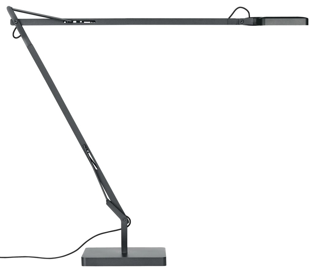 Flos Kelvin LED, antracitová stolní lampa na pracovní stůl, 8W LED 3000K, 48+58cm