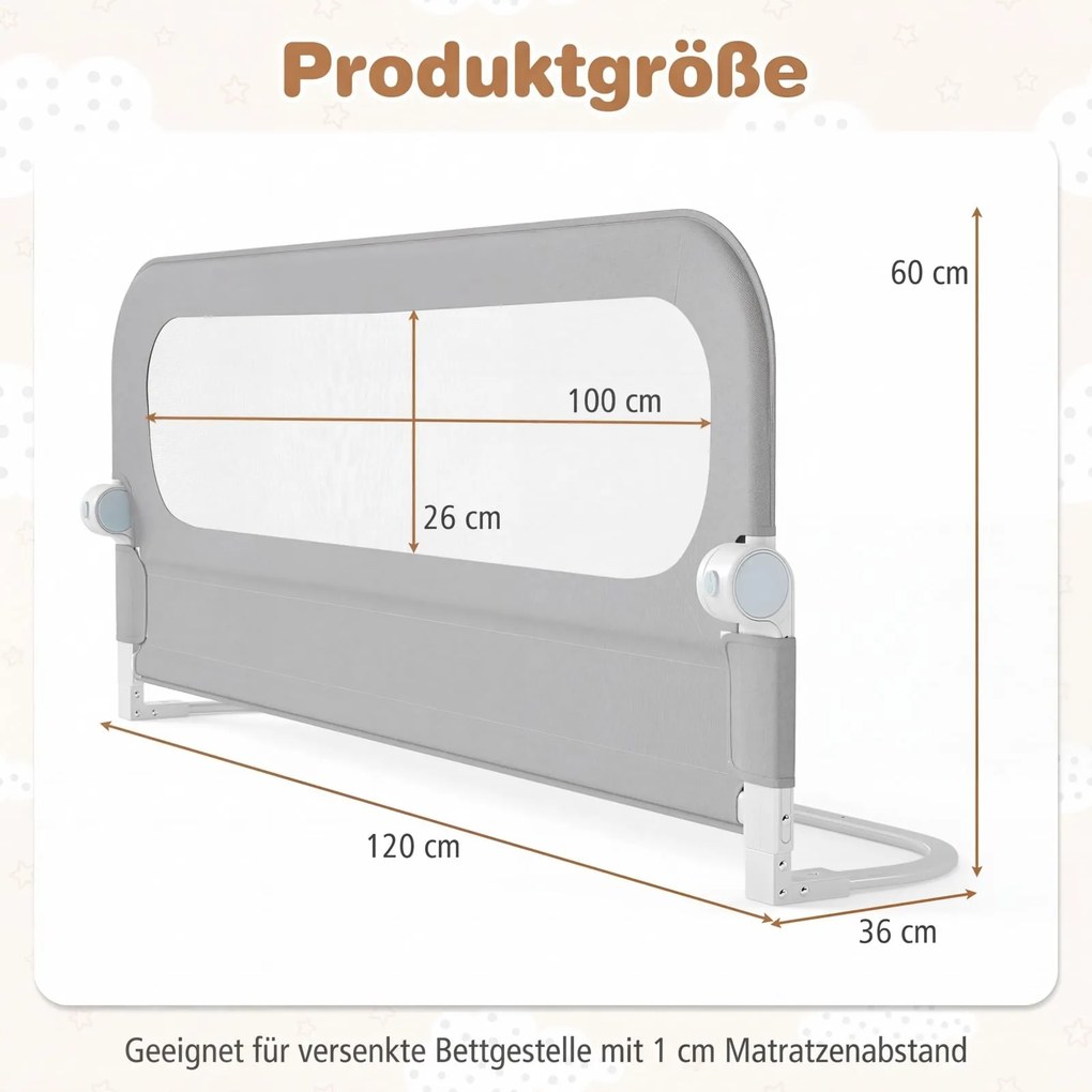 Costway Skládací kolejnice na postel s odnímatelným krytem Oxford a Strap Bed