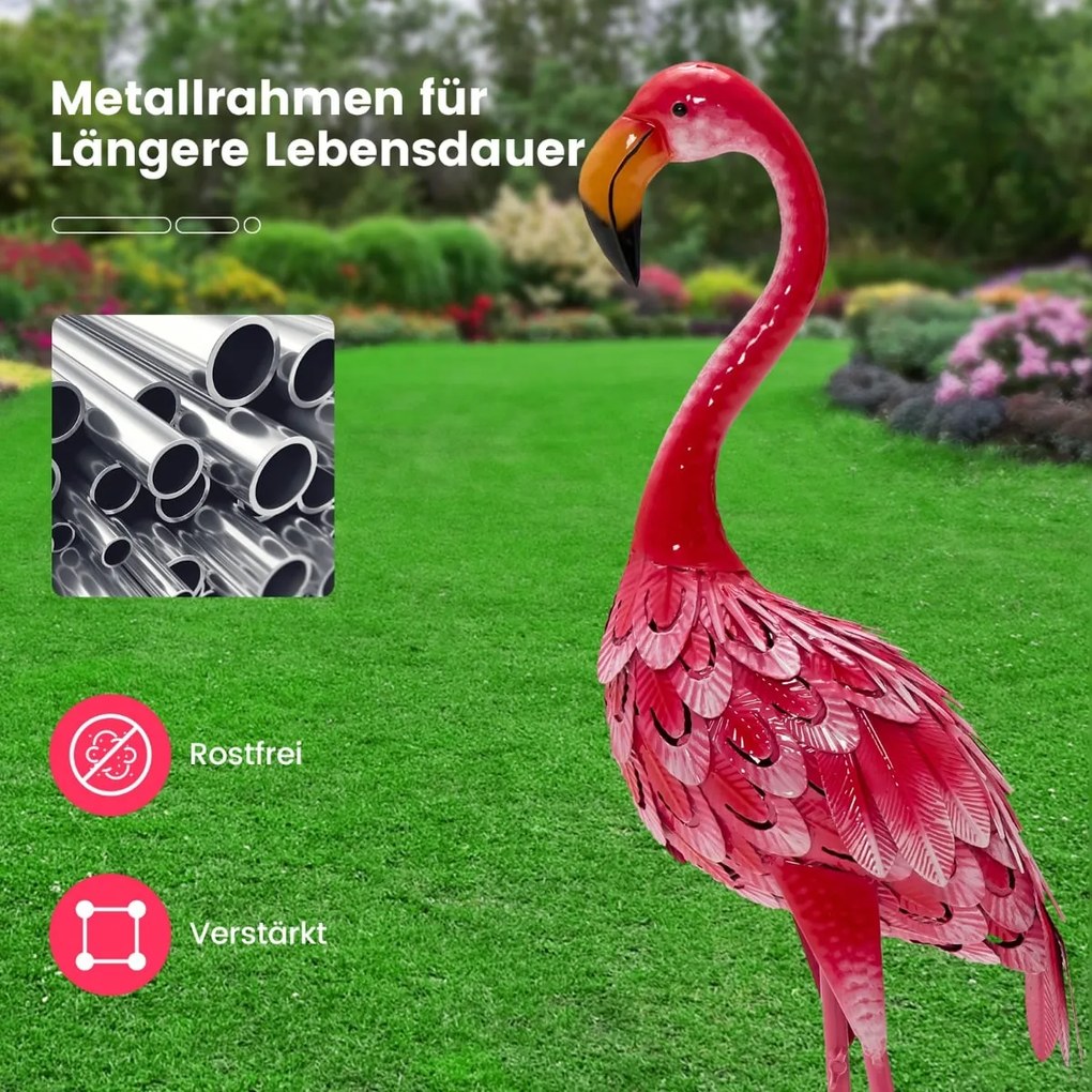 Costway Dekorace Flamingo 2-dílná zahradní socha ve tvaru plameňáka