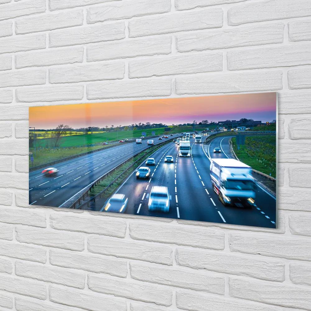 akrylový obraz Car silnice nebe 120x60 cm