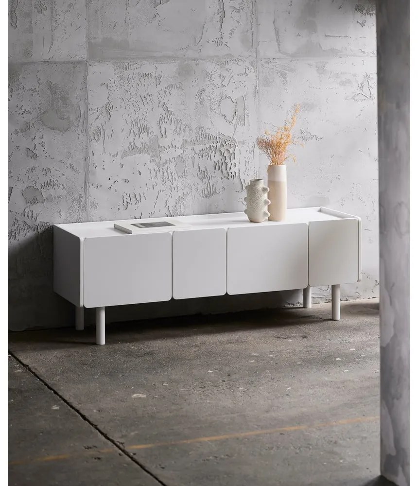 Bílý TV stolek 160x55x45 cm Bera – Unique Furniture