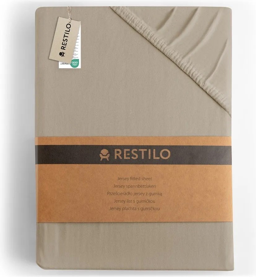 Světle hnědé napínací prostěradlo jersey 120x200 cm Amber – Restilo