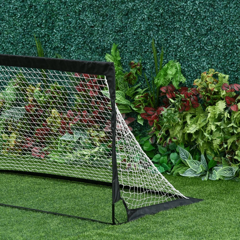 Fotbalové branky HOMCOM sada 2 skládacích mini branek z oceli a tetrolonu černé barvy 186x90x89 cm na zahradu a hřiště