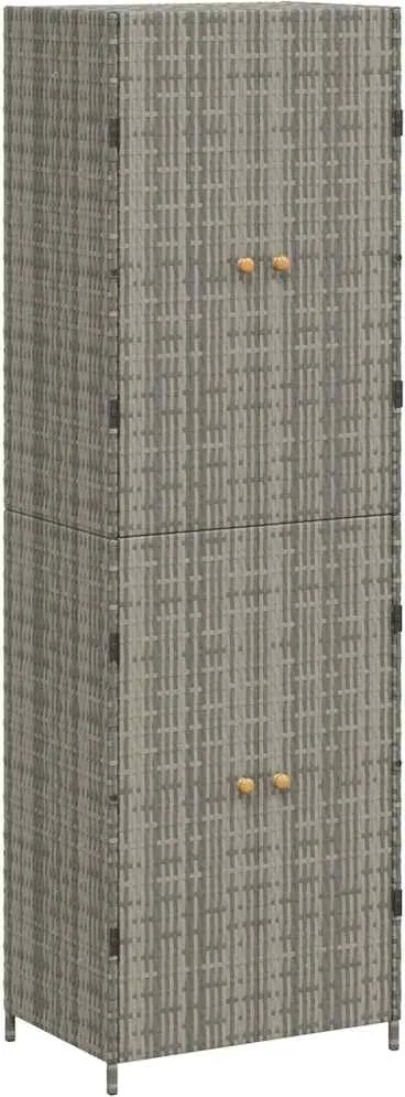 Zahradní úložná skříň šedá 59 x 40 x 180 cm polyratan 319873