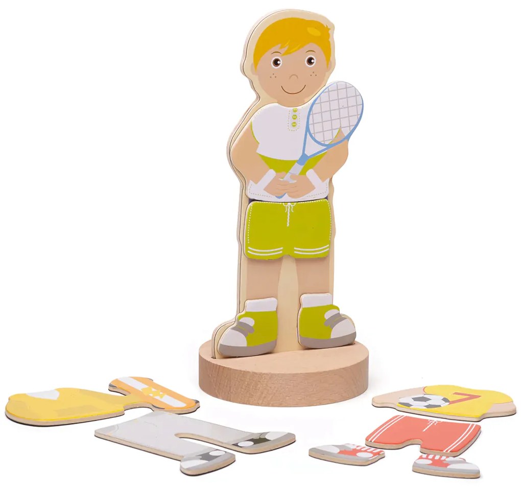 Bigjigs Toys Magnetické oblékací puzzle sportovní aktivity