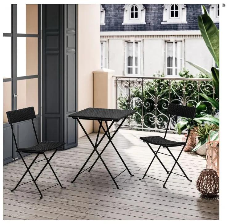 Stilista 87067 Stilista Zahradní polyratanový set, černý, 2 židle + stůl