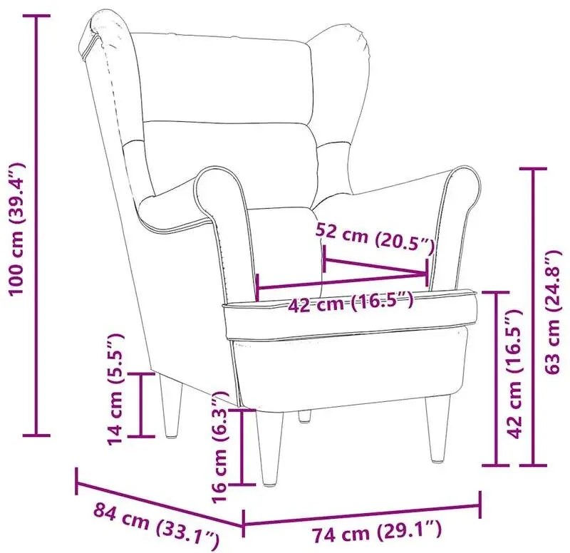 Křeslo ušák, relaxační, nohy světlé, látka černá, NoBi BELEK