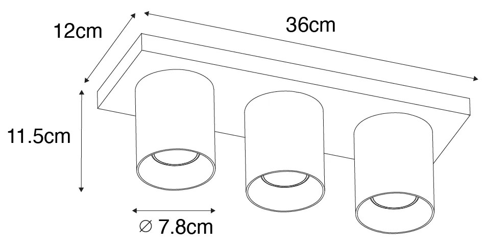 Moderní stropní bodové svítidlo černé 3-světelné - Tubo