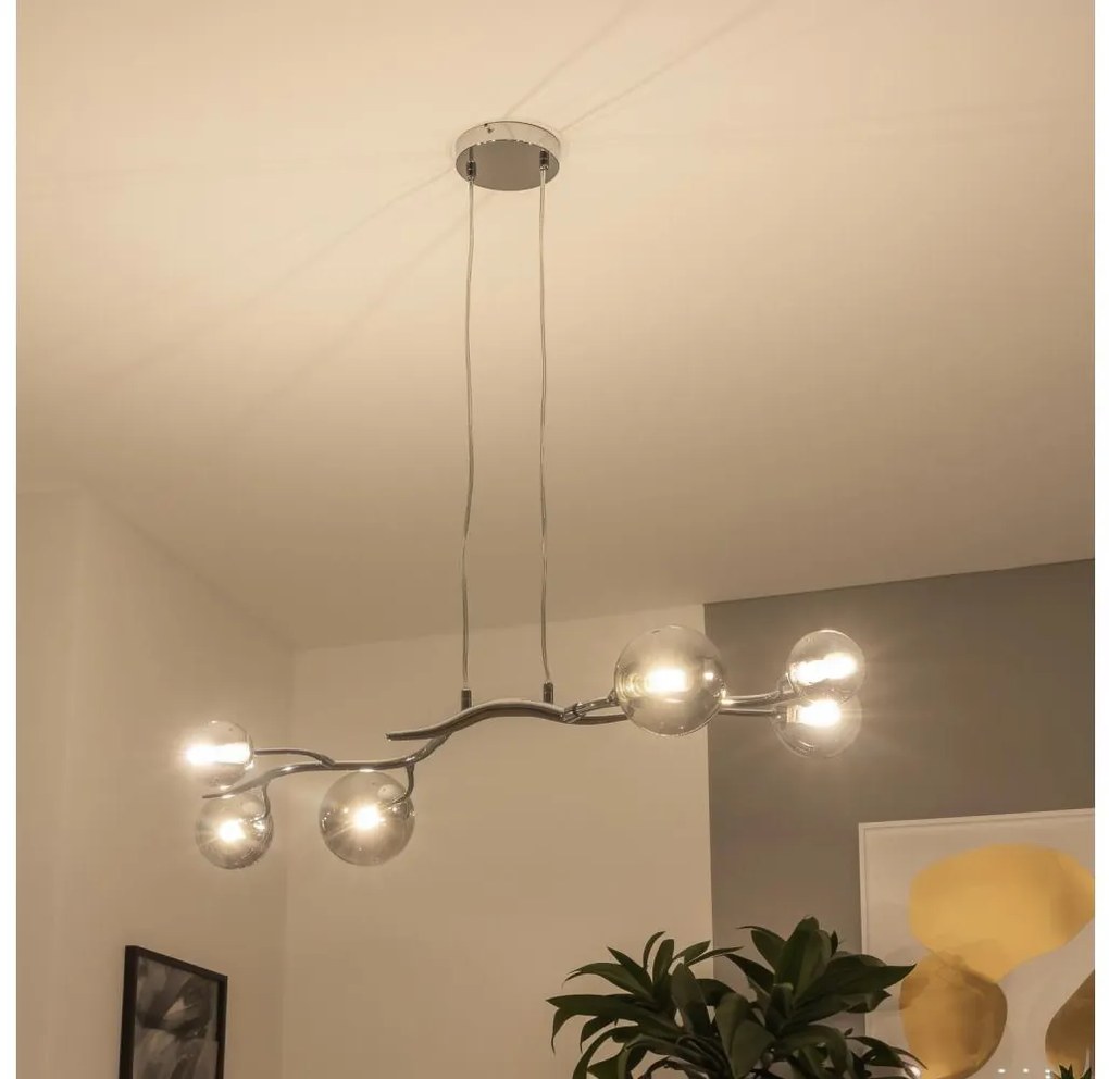 Brilagi - LED Lustr na lanku MISTEL 6xG9/3W/230V černý chrom/kouřová