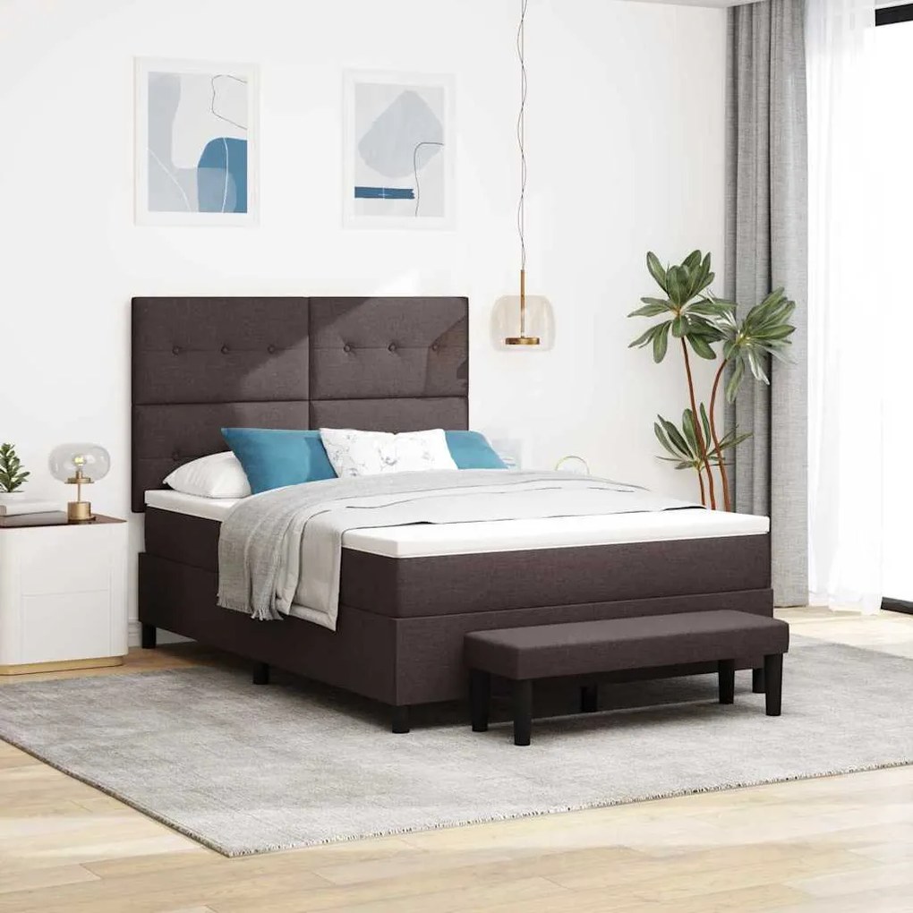 Postel s boxspringem s čelo Tmavě hnědá 140 x 190 cm textil 3344068