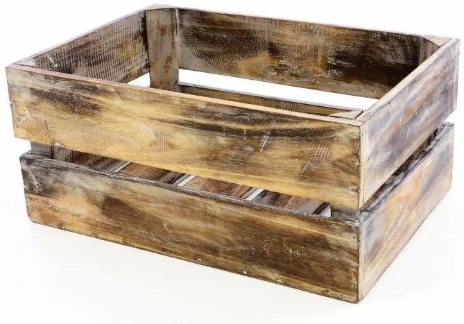 Dřevěná bedýnka VINTAGE DIVERO hnědá - 51 x 36 x 23 cm