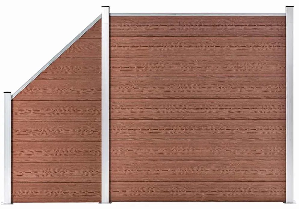 Plotová sada z WPC 1 čtvercový + 1 šikmý díl 273 x 186 cm hnědá 3054430