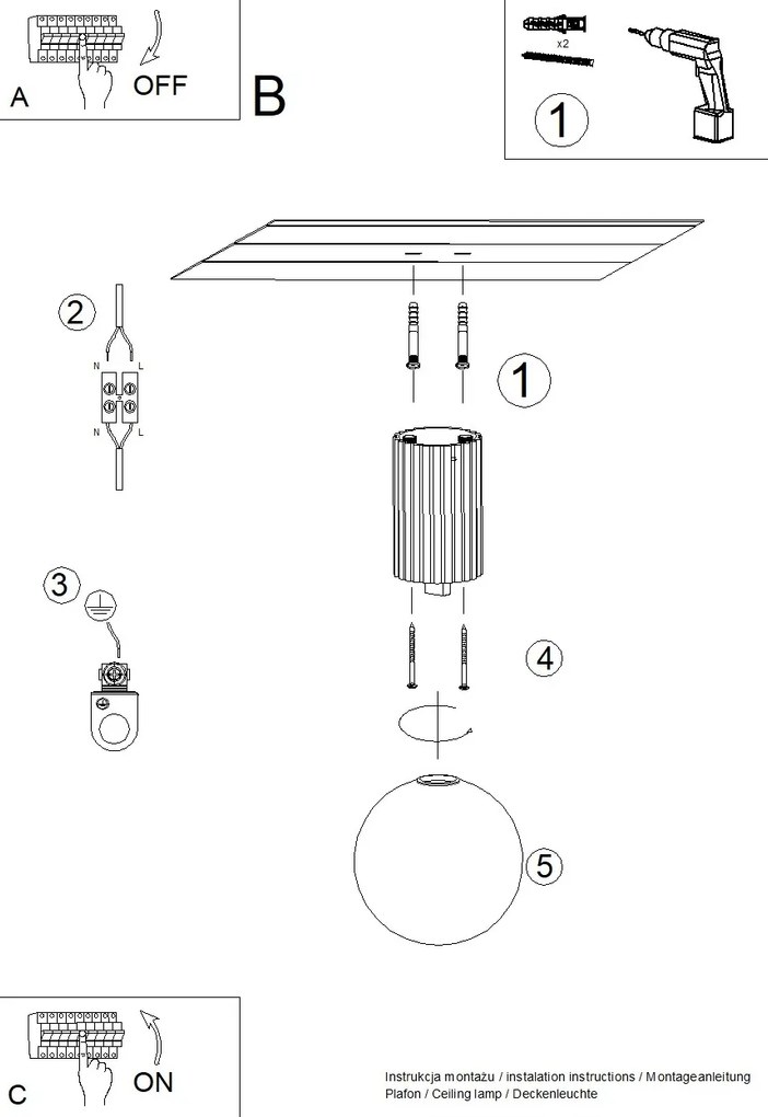 Stropní svítidlo Halo, 1x bílé skleněné stínítko, w