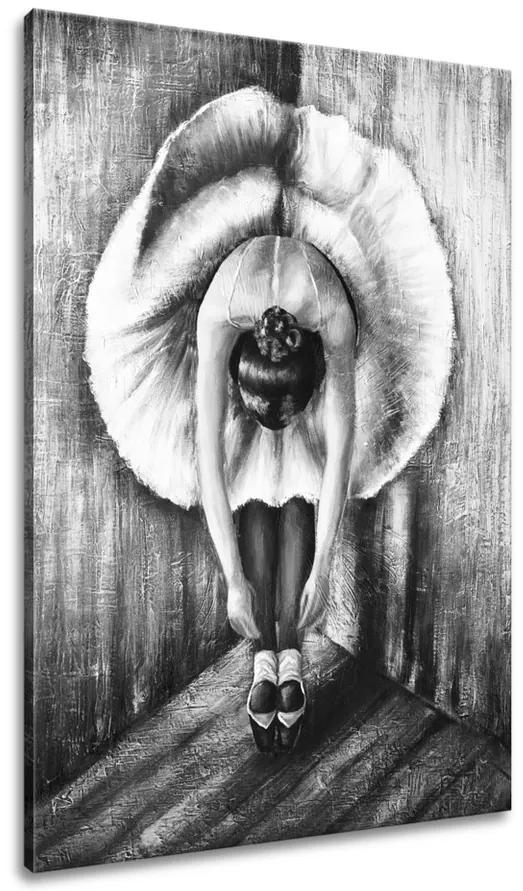Gario Ručně malovaný obraz Šedá rozcvička baletky Rozměry: 70 x 100 cm