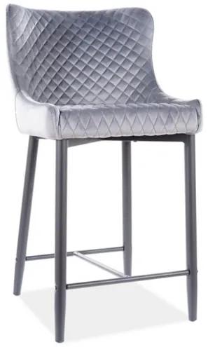 Barová židle Colin Velvet 2, šedá / černá