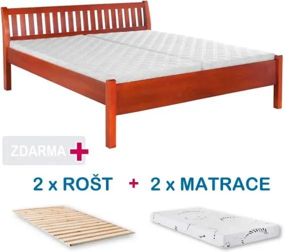 Manželská postel MILOŠ s roštem a matrací ZDARMA 180x200, masiv buk, třešeň GR design