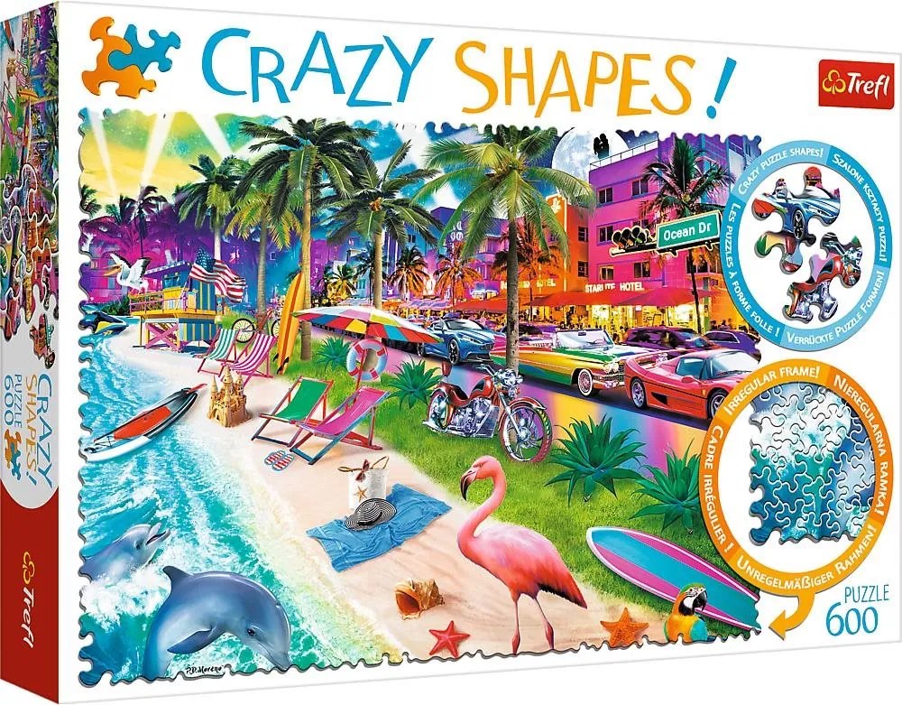 Puzzle trefl crazy shapes puzzle pláž miami 600 dílků