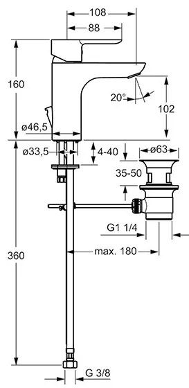 Hansa Umyvadlová stojánková páková baterie HANSALIGNA s výpusti 6092203