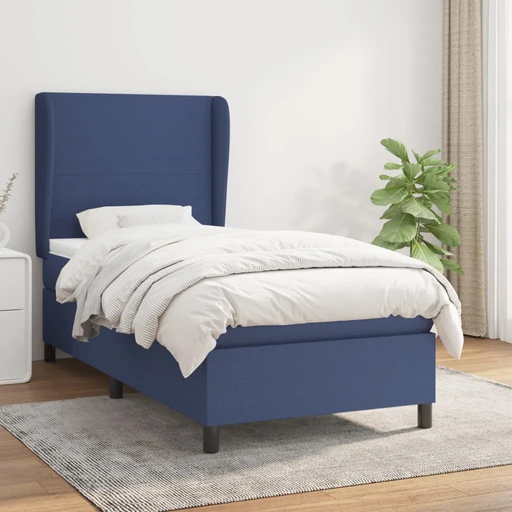 Box spring postel s matrací modrá 80x200 cm textil 3127763