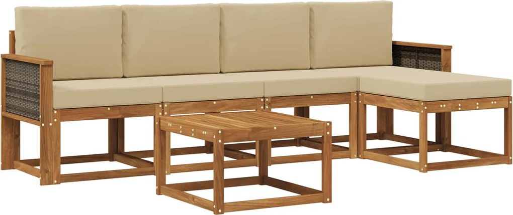 Venkovní pohovková souprava 6 ks Přirozená a Béžová Polyester 3385149
