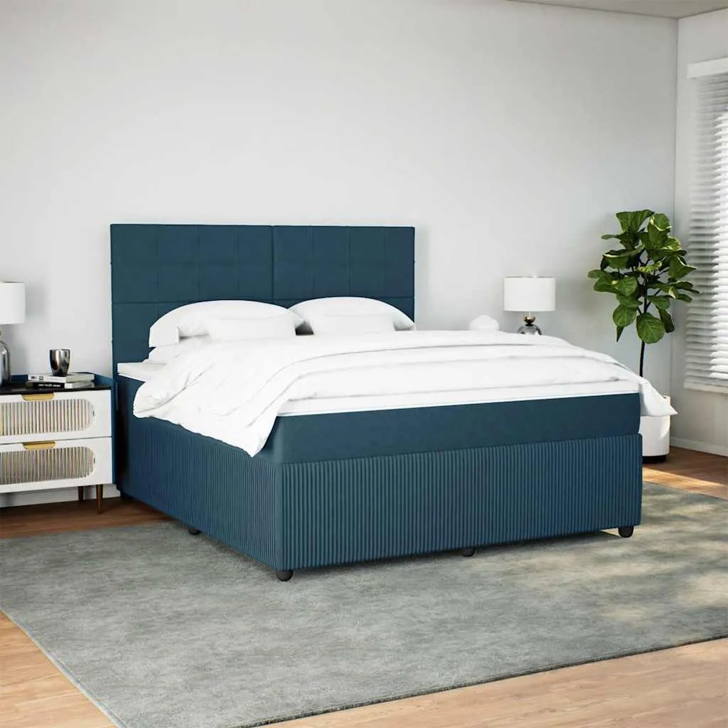 Box spring postel s matrací modrá 180 x 200 cm samet 3294710