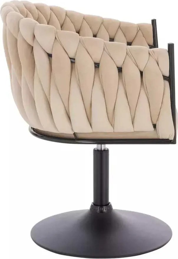 LuxuryForm DESIGN Otočná židle NORDEN VELUR na černém talíři - krémová