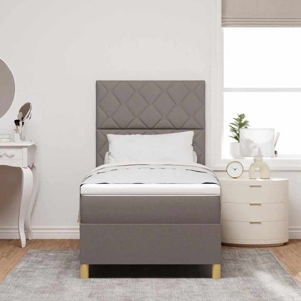 Postel s boxspringem s čelo Taupe 100 x 200 cm textil 3339676