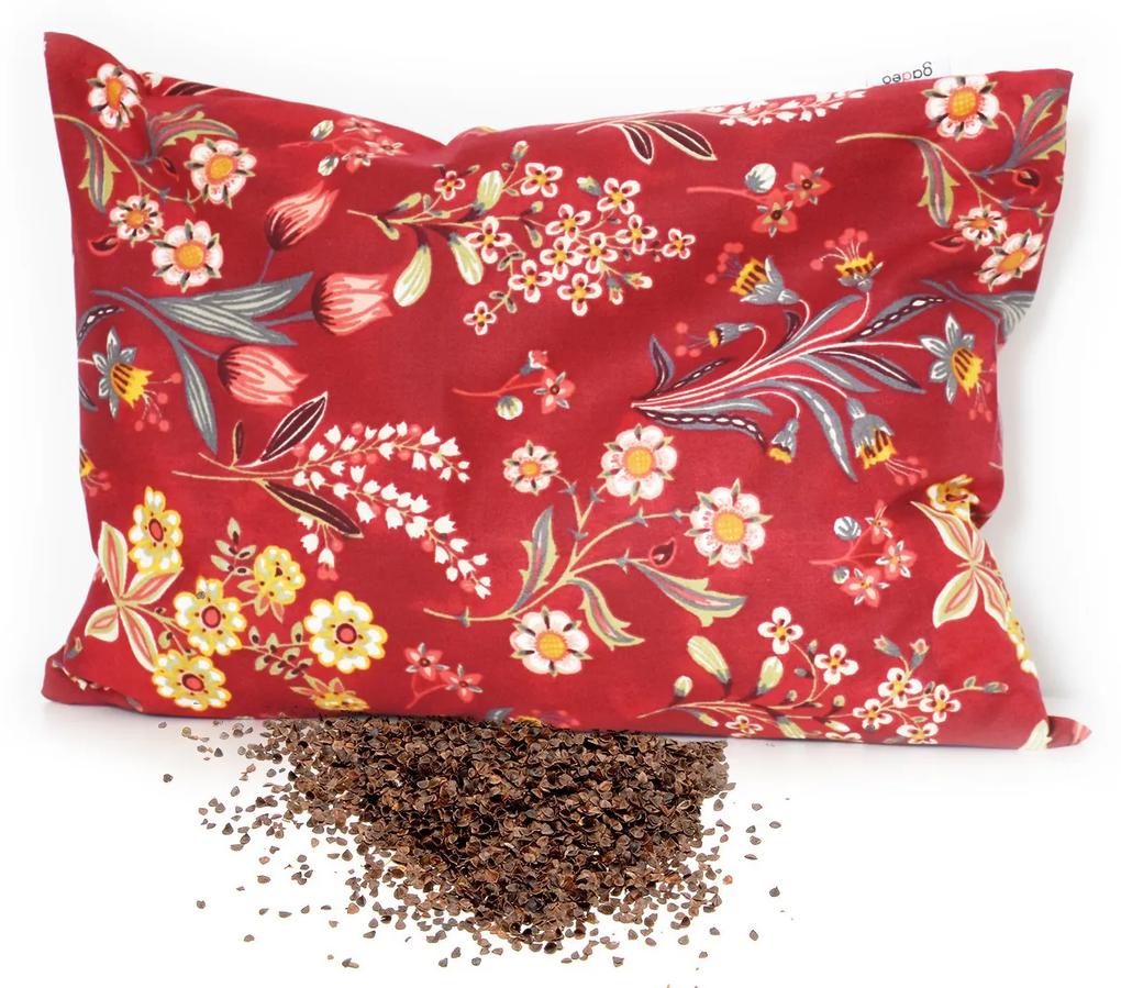 GADEO Pohankový polštářek KVĚTY červené Výplň: pohankové slupky s  levandulí, Rozměr: 18x28 cm | BIANO