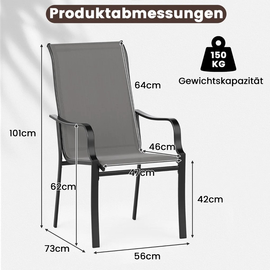 Costway Sada 2 zahradních křesel s vysokým opěradlem pojme až 150 kg, terasová