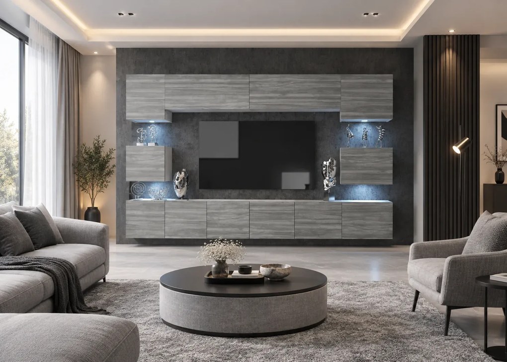 Obývací stěna 300 cm TV šedá antracit grafit IMP PRIMO 3/5/W/GW1/0/0