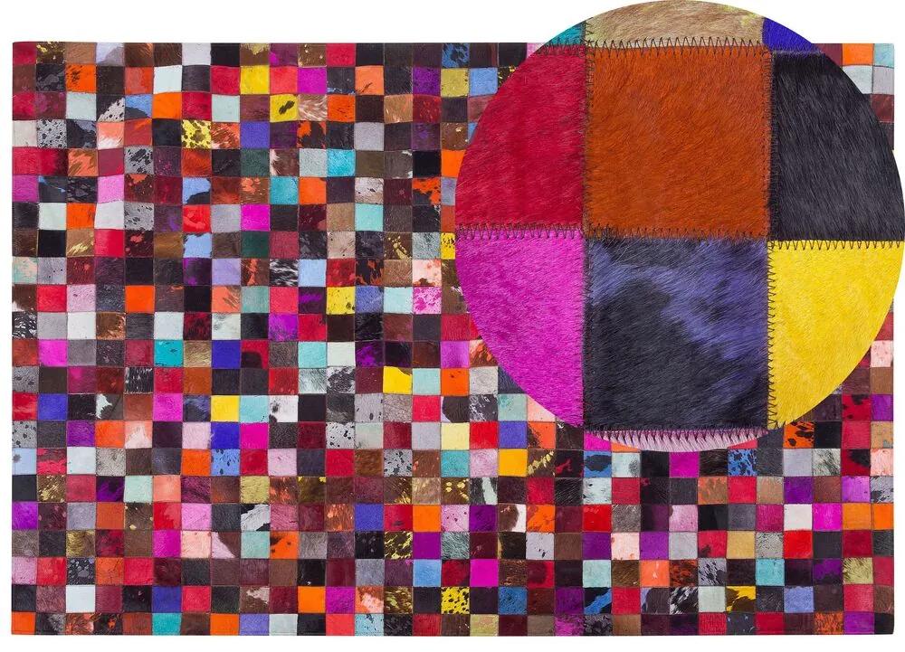 Pestrobarevný patchwork kožený koberec 200x300 cm ENNE Beliani