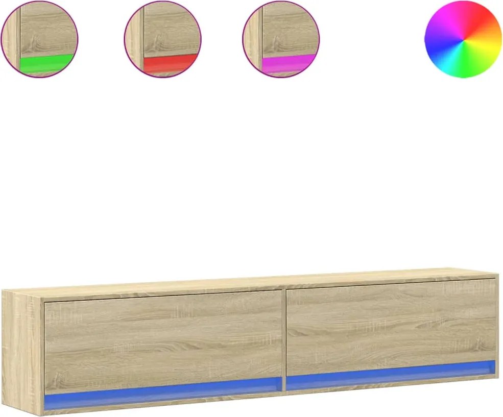 Nástěnná TV skříňka s LED dub sonoma 180 x 31 x 38 cm 3307949