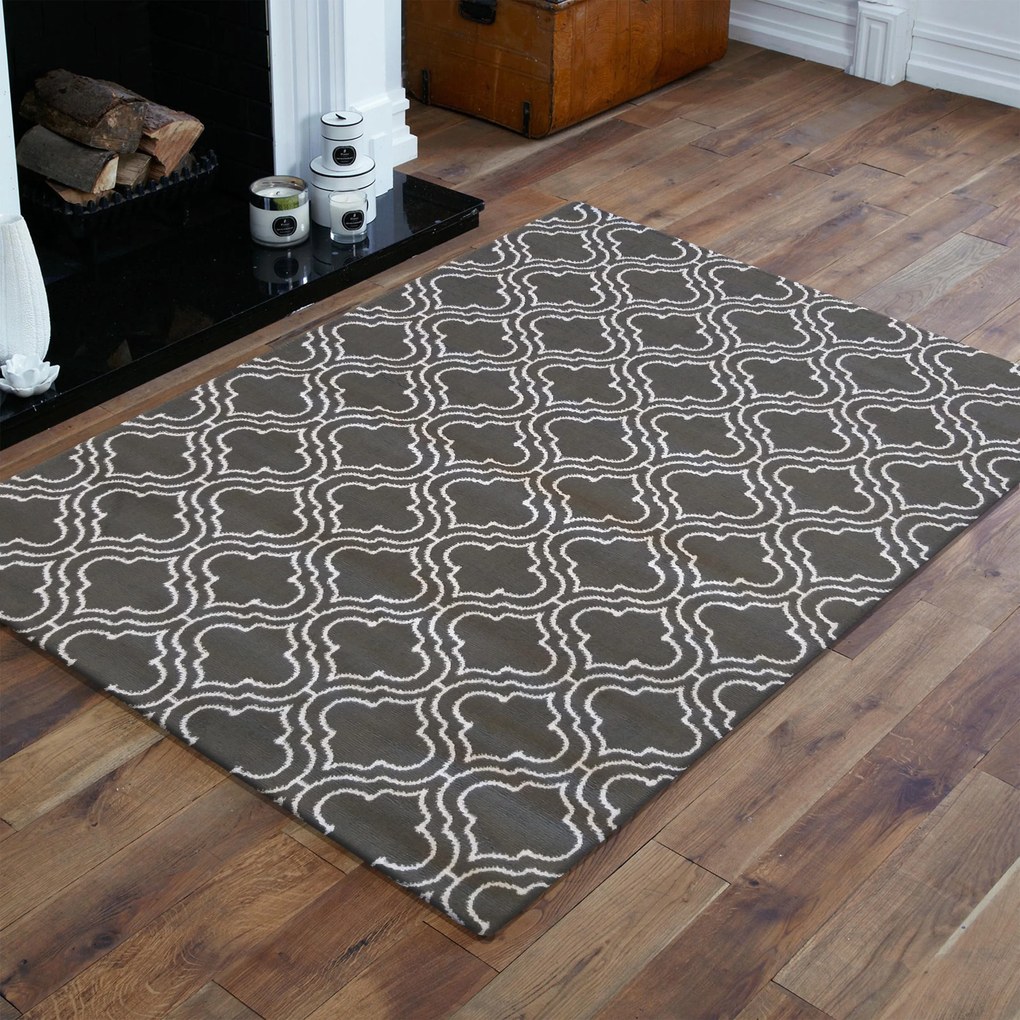DY Šedobílý koberec s geometrickým vzorem Soho 01 Rozměr: 80x150 cm