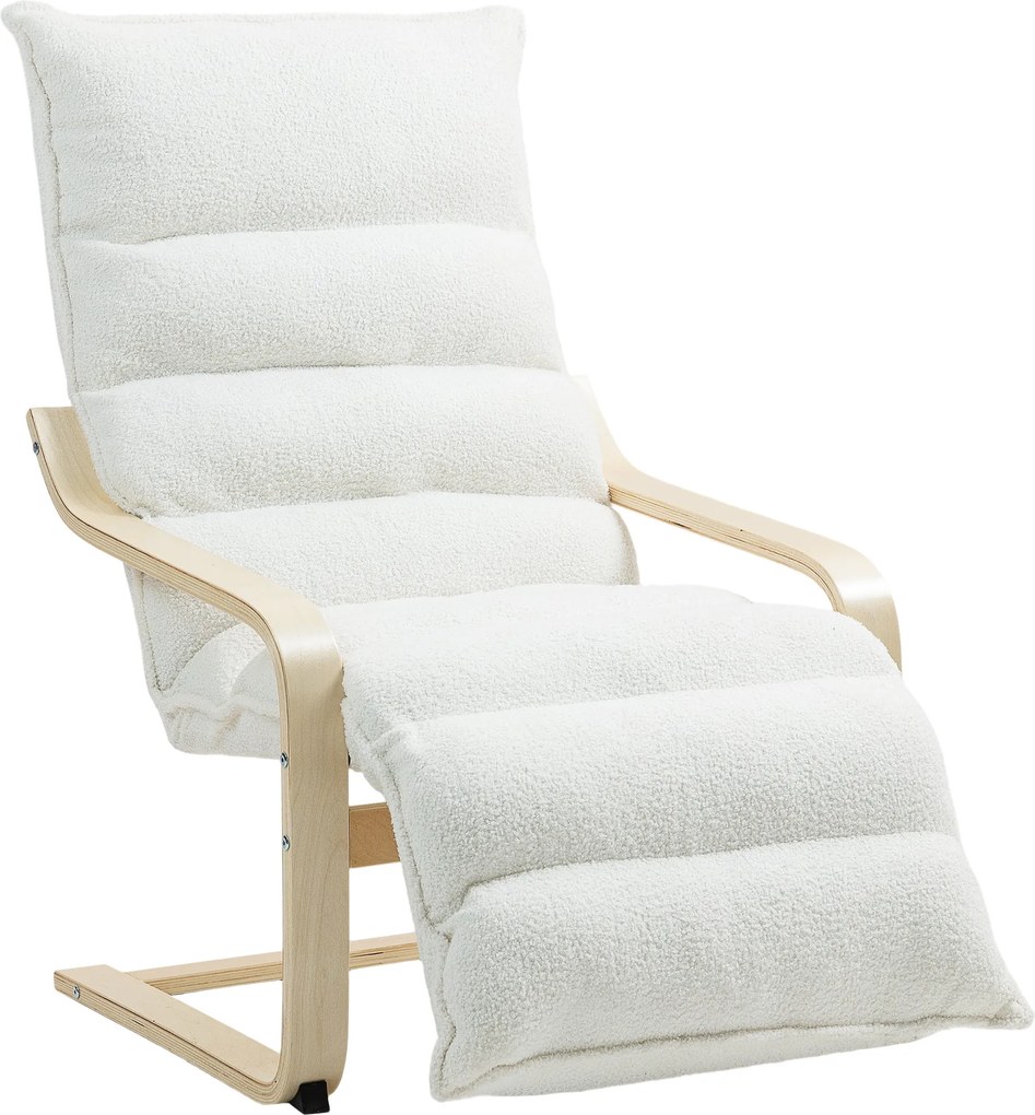 HOMCOM Relaxační Křeslo, Polstrované Lounge Křeslo s Nastavitelným Opěrkou Nohou, Sherpa Fleece pro Obývací Pokoj, Houpací Křeslo s Opěrkami, Čtecí K…