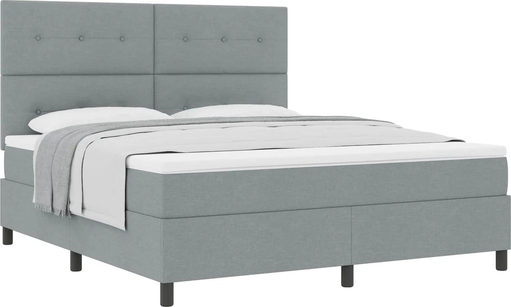 Postel s boxspringem s čelo Světle šedá 180 x 200 cm textil 3339406