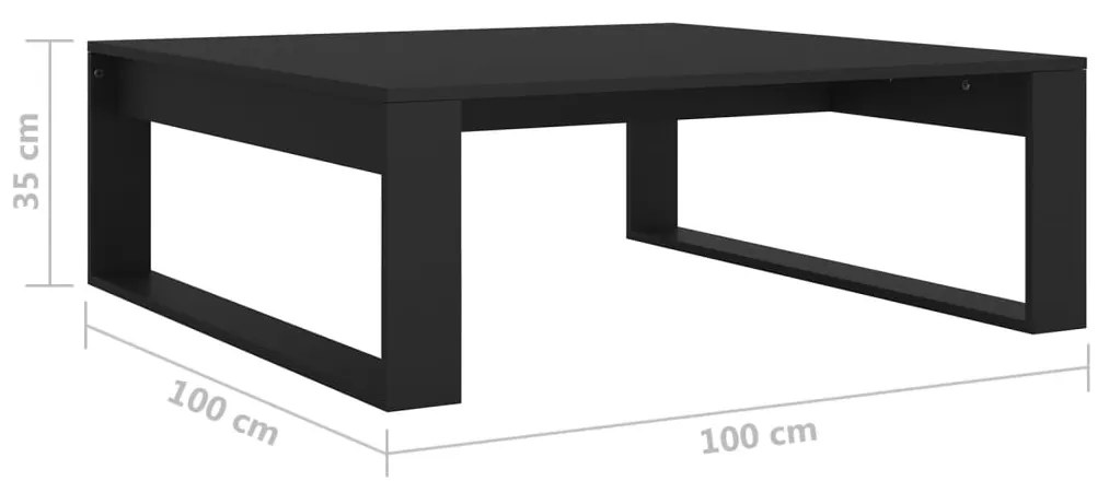 Konferenční stolek černý 100 x 100 x 35 cm dřevotříska - Default Title