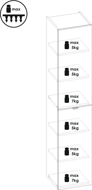 Koupelnová skříňka vysoká Capri 800 2D černý mat/dub kraft zlatý