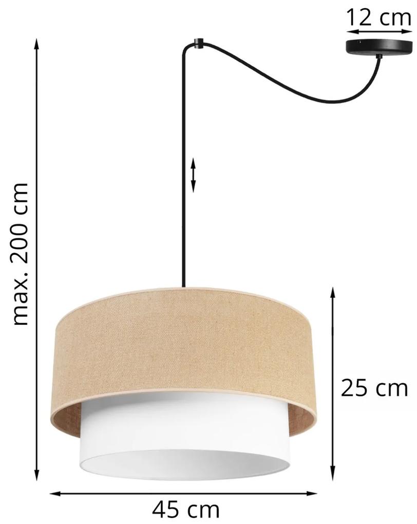 Závěsné svítidlo JUTA SPIDER, 1x jutové/bílé textilní stínítko, (výběr ze 2 barev konstrukce)