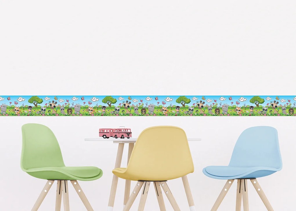 Dětská samolepící bordura na zeď Zvířata | 5 m x 13.8 cm | DWBD8011