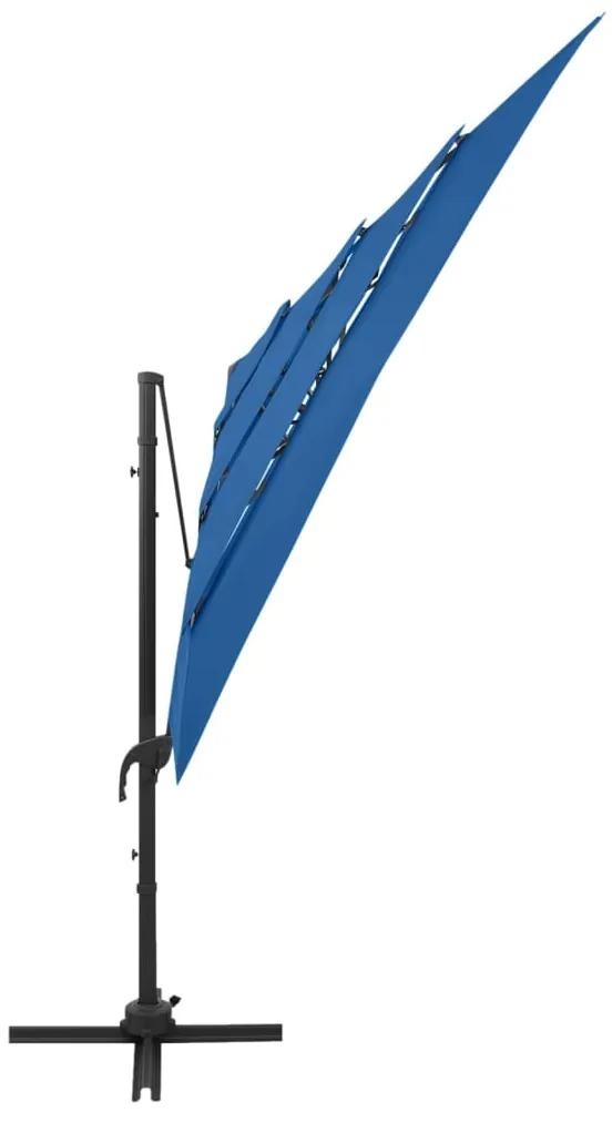 4stupňový slunečník s hliníkovou tyčí azurově modrý 250x250 cm,  313827