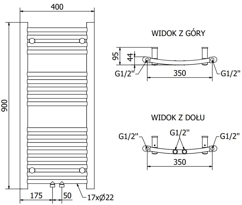 Mexen Ares, topné těleso 900x400 mm, 246 W, zlatá lesklá, W102-0900-400-00-50