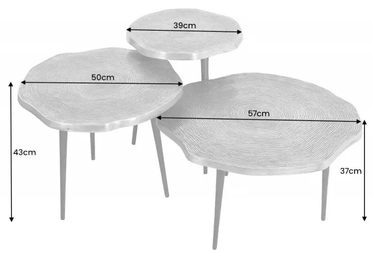Massive home | 3SET konferenční stolek ORGANIC 57/50/39 CM zlatý