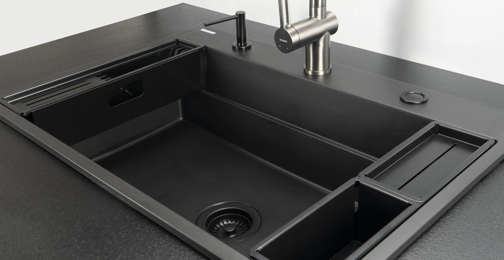 Deante Magnetic, sada příslušenství ke kuchyňskému dřezu série Magnetic, černá matná, DEA-ZZMKN22K
