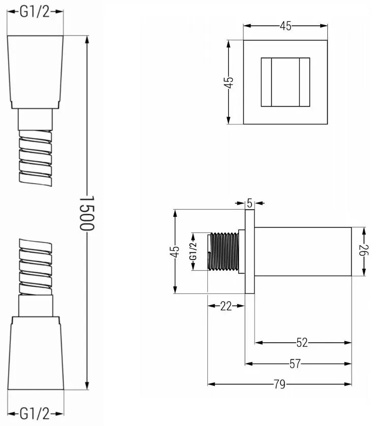 Mexen příslušenství - podomítkový 1-bodový ruční sprchový set R-02, zlatá, 785006050-50