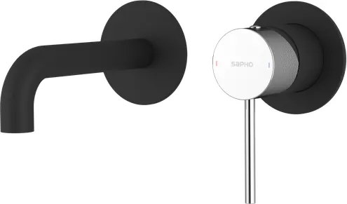 Sapho Sapho, ULTRASAN 2-prvková podomítková umyvadlová baterie, hubice 16cm, černá mat/chrom, UT118VBC