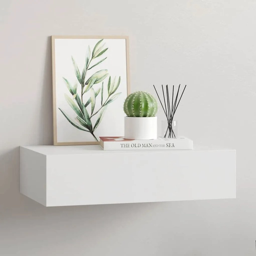 Nástěnná police se zásuvkou bílá 40 x 23,5 x 10 cm MDF 330241