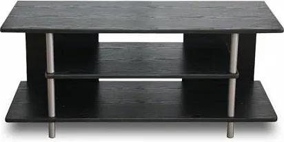 TV stolek, dřevo černé/kov stříbrný, QUIDO