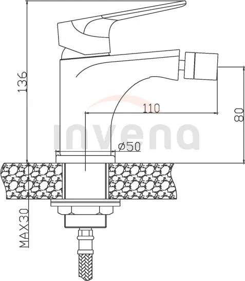 Invena Dokos, bidetová baterie, chromová, INV-BB-19-001-V